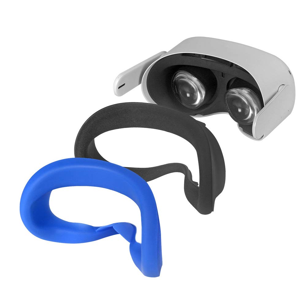 Denpetec VR Silicone Cover Interfacial for Oculus Quest 2 Eye Protect Cover Accessories,Sweatproof Lightproof Anti-Leakage,Easy to Replace and Install.