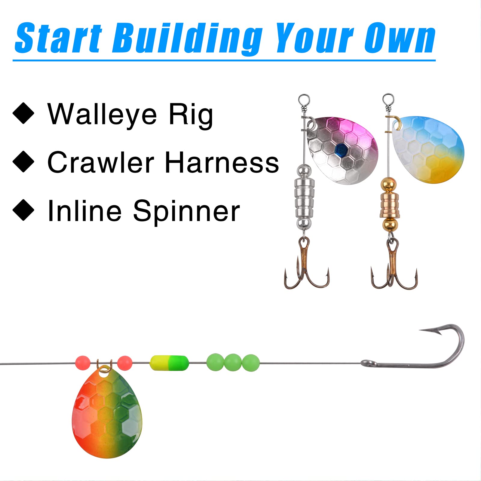 Fishing Spinner Blades Colorado Blades Hammered Custom Fishing Spinners DIY Lure Making Supplies Colorful Fishing Spoons for Walleye Rig Inline Spinners 40pcs