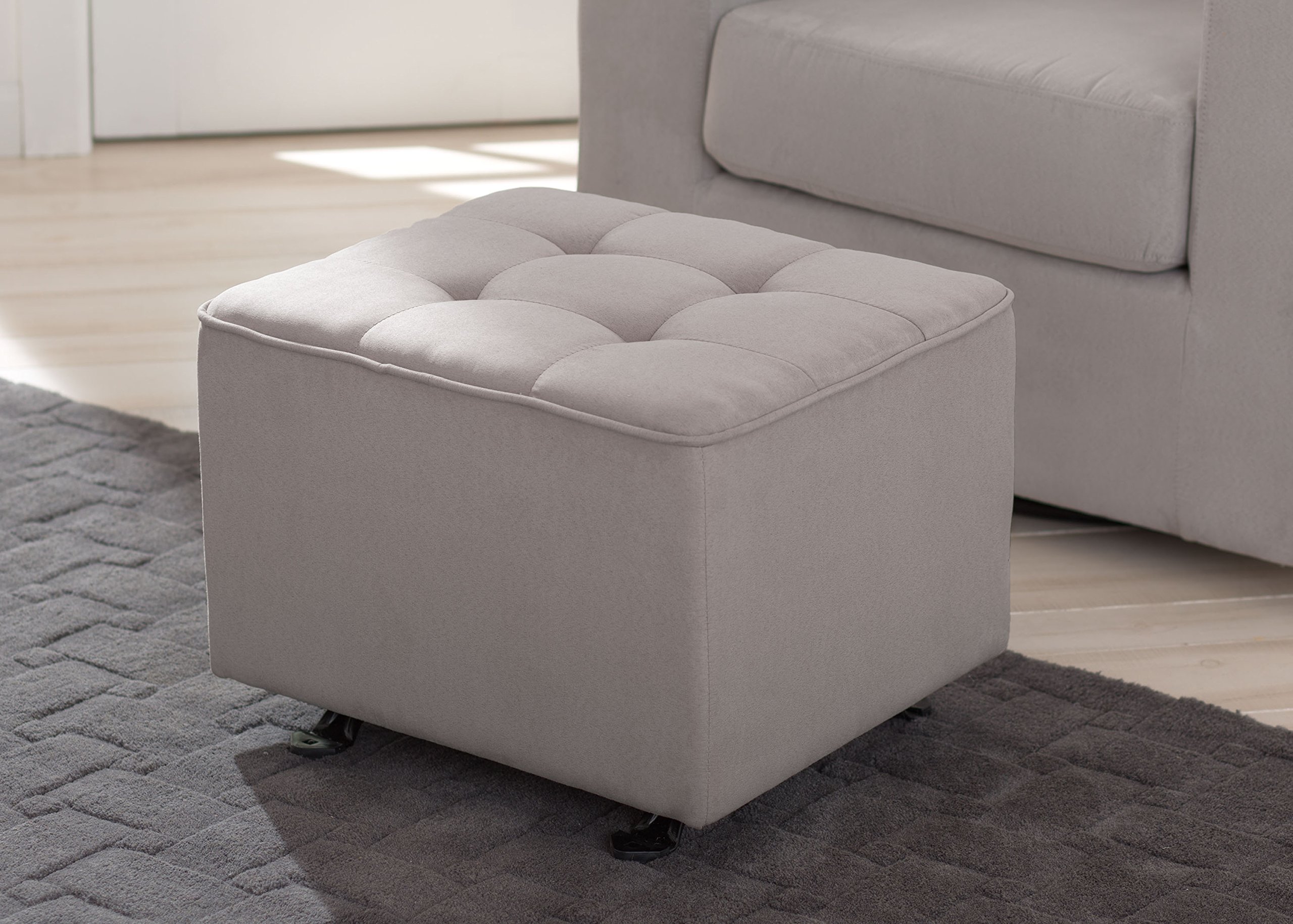 Delta Children Nursery Tufted Gliding Ottoman, Dove Grey