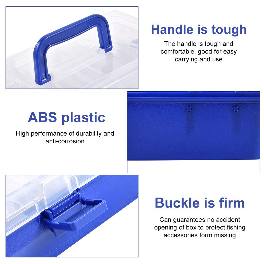 Fishing Tackle Box, Fishing Lures Baits Tackle Box and Lure Kit Portable Organizer with 3 Layers Dividers Large capacity Tool for Lures Hooks