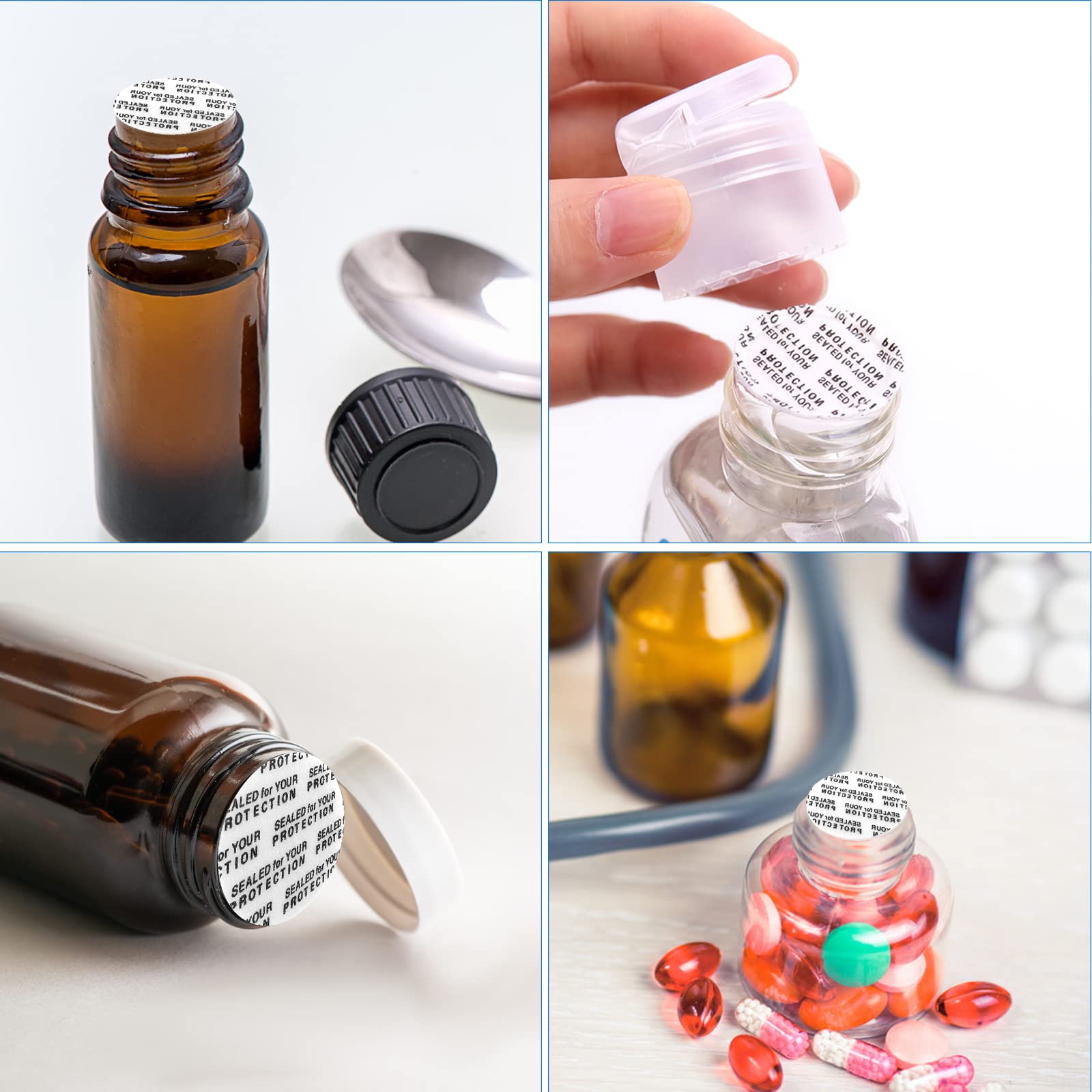 Grevosea 200 Pieces Pressure Sensitive Seals Foam Lid Liners Bottle Cap Liners Seals Safety Tamper Resistant Sealing for Glass & Plastic Jar Bottles Containers (27mm/1inch)