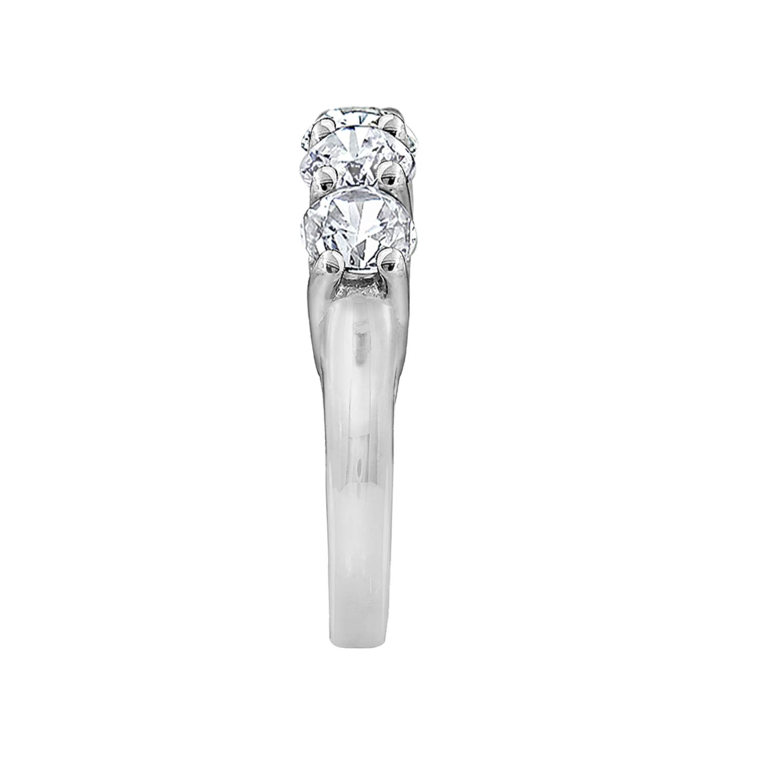 DIAMONBLISS Sterling Silver Round Cut Cubic Zirconia 5 Stone Ring (2-carat White, 8)