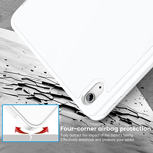 Gahwa iPad 10th Generation Case 10.9 Inch 2022, Slim Tri-fold Stand Soft TPU Back with Pencil Holder for iPad 10 Case - Support Touch ID, Auto Sleep/Wake(White)