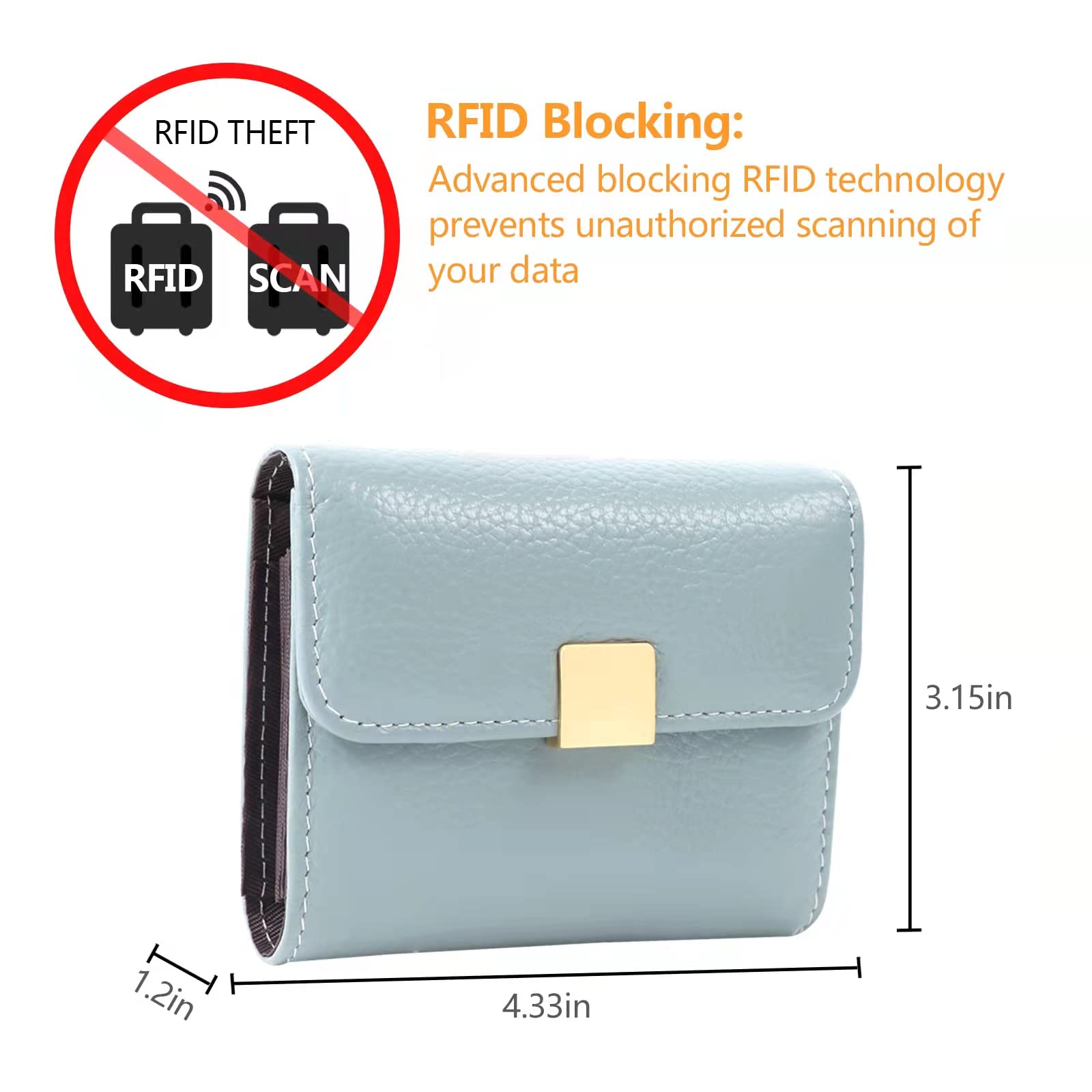 EXT-FAN Credit Card Holders RFID Small Wallet for Women Envelope System Purse Compact Card Cases & Money Organizers (Aqua Blue)