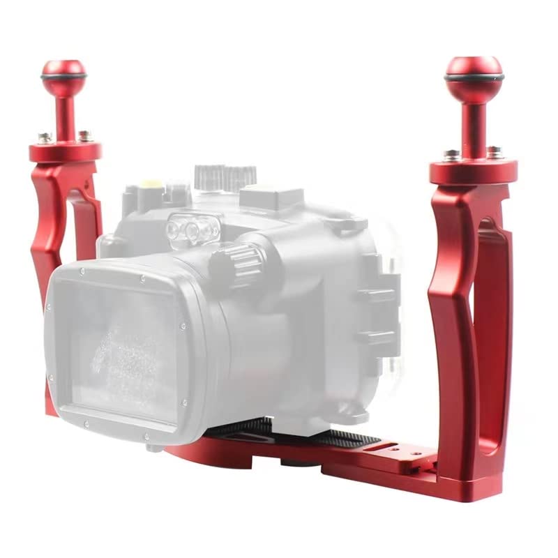 Dual Handle Underwater Camera Tray Extendable Aluminum Underwater Handle Tray Bracket with 2 Ball Handle, Video Light Stabilizer Tray for Camera Housing, Handle Grip Tray for Gopro Action Camera