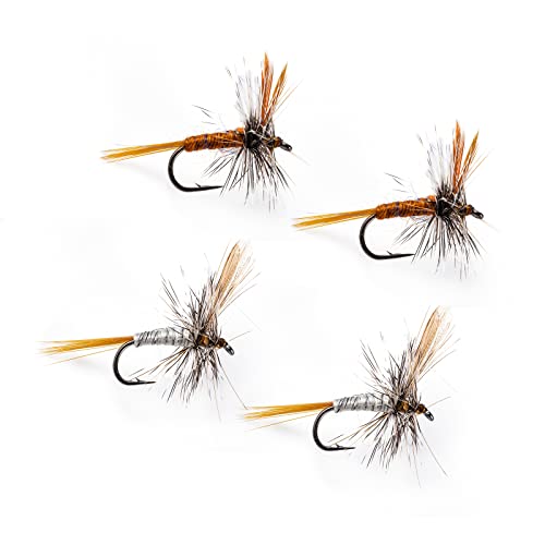 Flies Fly Lures with Feather and 14# Barbed Hooks,2Colors - 4PCS - Adams Dry Fly Lures,Micro Nymph Fly Bait