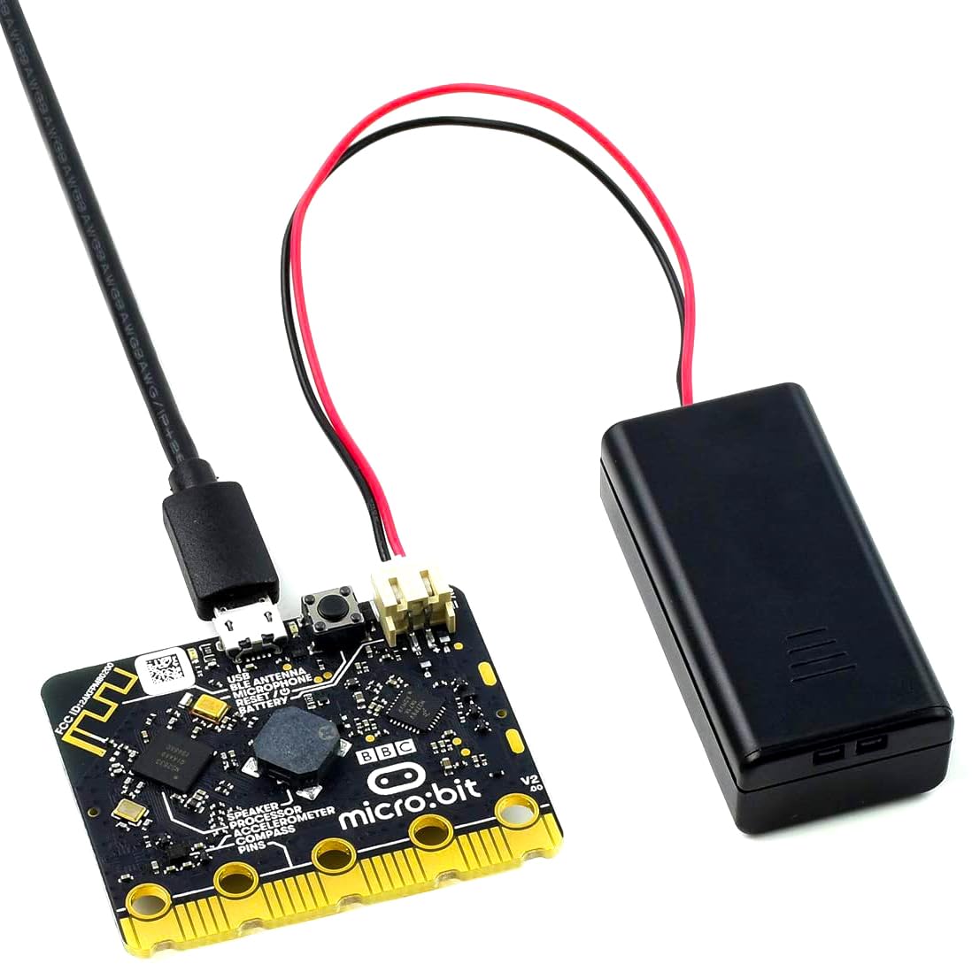 Micro:bit V2 Starter Kit with Silicone Protective Case, Built-in Speaker and Microphone (Includes BBC Micro Bit Official Latest Version V2.2 Board)