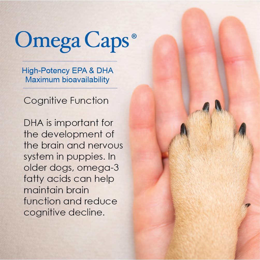 Omega-Caps High Potency Snip Tips for Medium to Large Breeds-Vet Formulated for Healthy Radiant Skin & Coat. Contains Omega 3 for Joint & Immune System Support, Easy to Dose, 60 Snip-tip Capsules