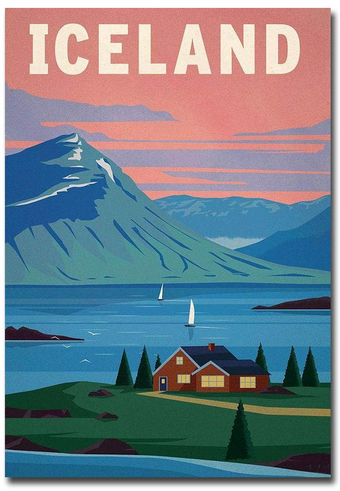Iceland Vintage Travel Art Refrigerator Magnet Size 2.5" x 3.5"