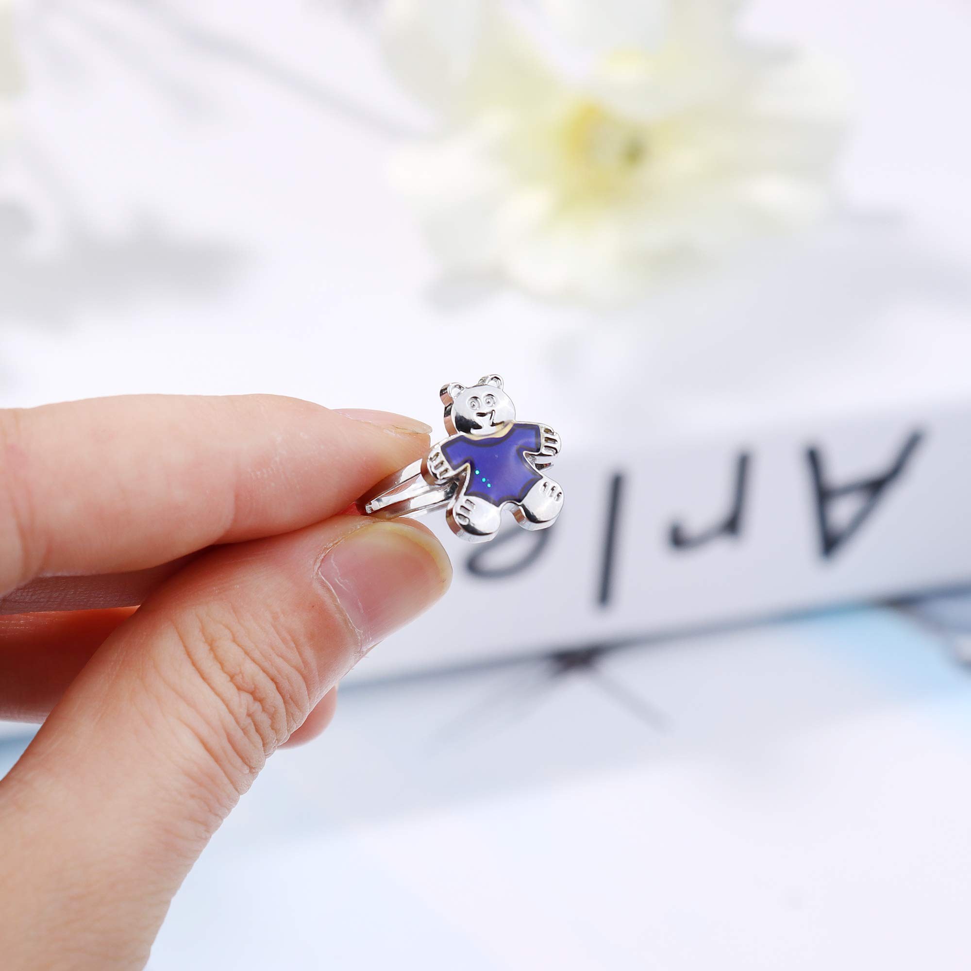 FIBO STEEL 16 Pcs Mood Ring Color Change Rings Emotional Feeling Adjustable Ring With Cute Animals