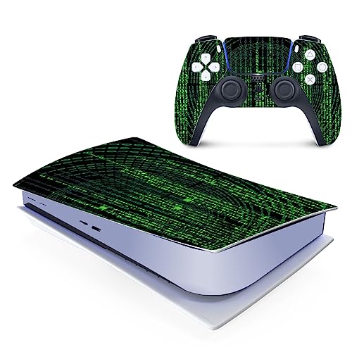 NowSkins Matrix Digital Rain PS5 Skin for Playstation 5, Premium 3M Vinyl Cover Skins Wraps Set for Playstation 5 Disc Edition and PS5 Controller (PS5 Disc Edition)