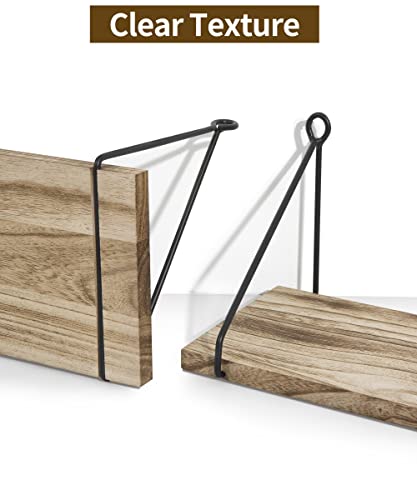 Sapowerntus Long Floating Shelves for Wall Mounted 24 Inch, Rustic Farmhouse Wood Bathroom Hanging Extended Shelf, Bedroom Living Room Kitchen Office Display, Storage Decor Set of 2, Brown