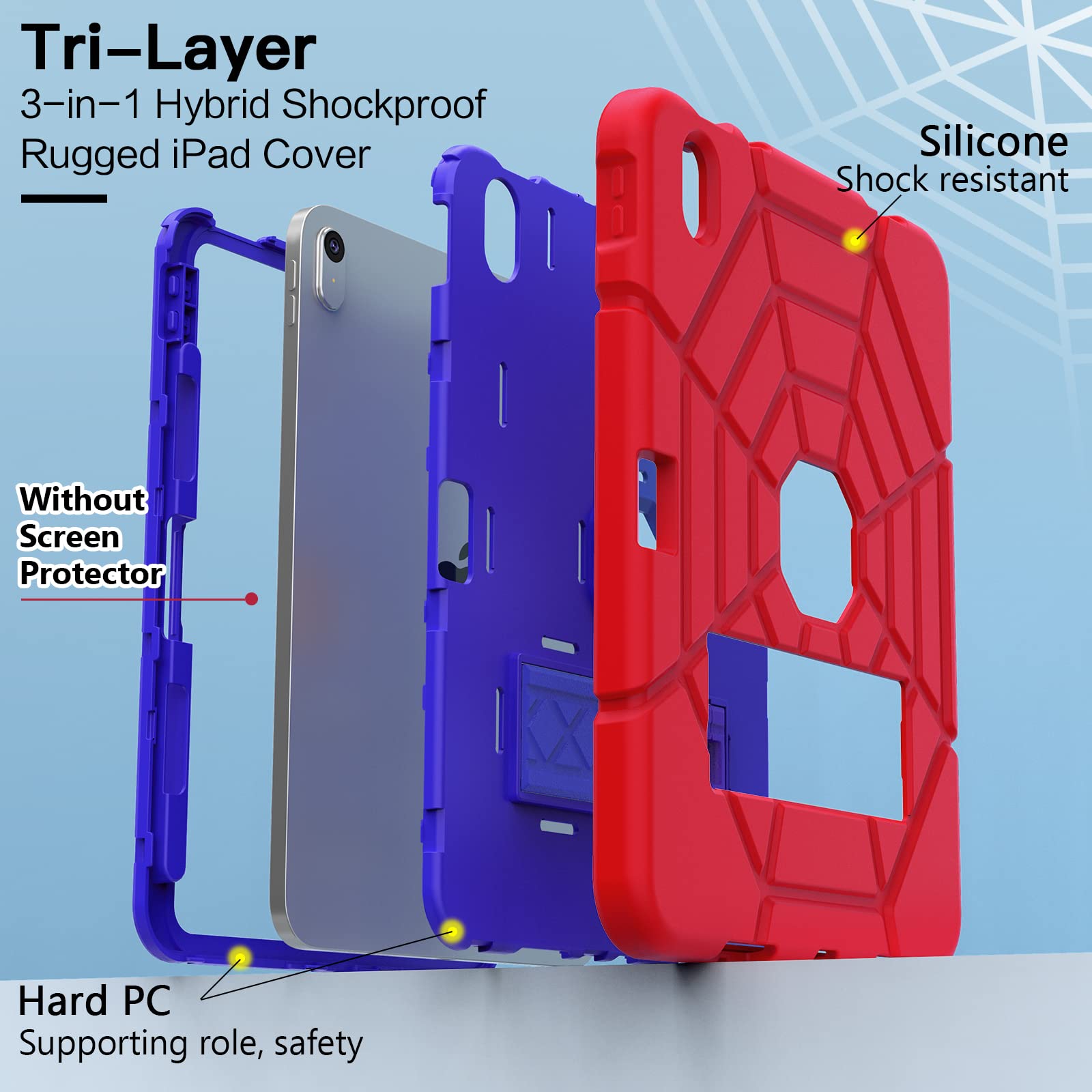 Grifobes Kids Case for iPad 10th Generation Case, for 2022 10.9 inch iPad 10 th Generation Case with Pencil Holder & Stand, Heavy Duty Shockproof Rugged 10.9" 10 Gen Cover for Kids Boy Children