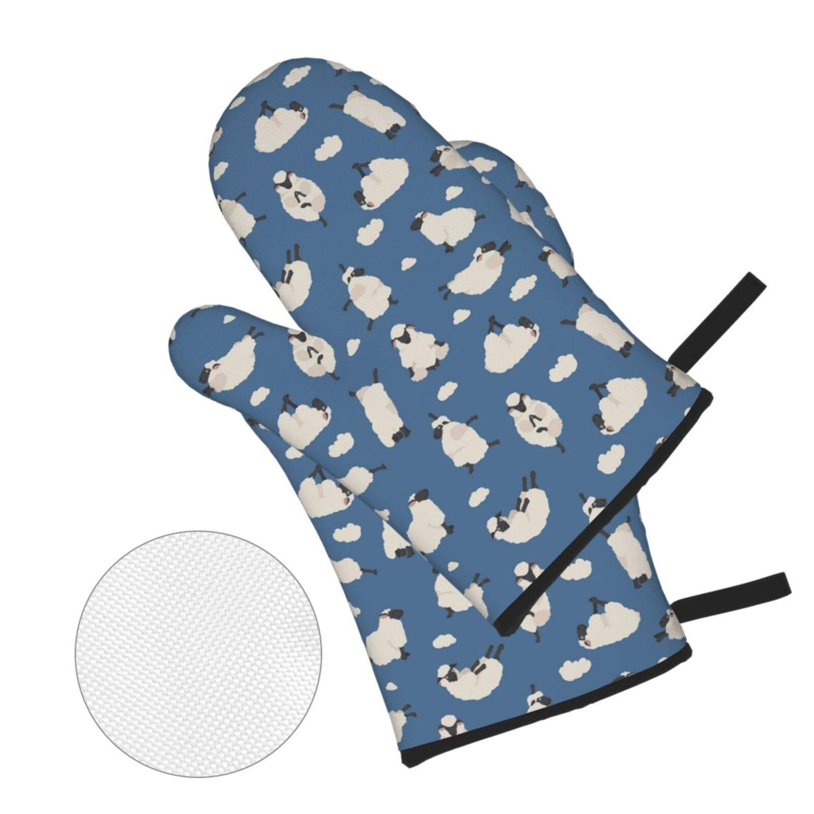 Feartdiy Oven Mitts and Pot Holders Sets of 4,Sheep Yoga Heat Resistant Kitchen Cooking Oven Gloves and Potholders for BBQ Baking Grillin, Black, One Size
