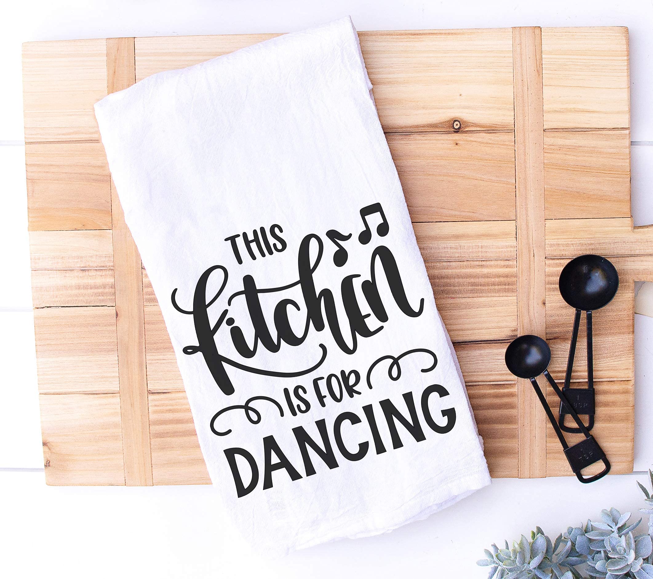 Handmade Funny Kitchen Towel - This Kitchen Is For Dancing - 100% Cotton Funny Hand Towel for Bathroom - 28x28 Inch Perfect for Housewarming-Christmas-Mothersā Day-Birthday Gift