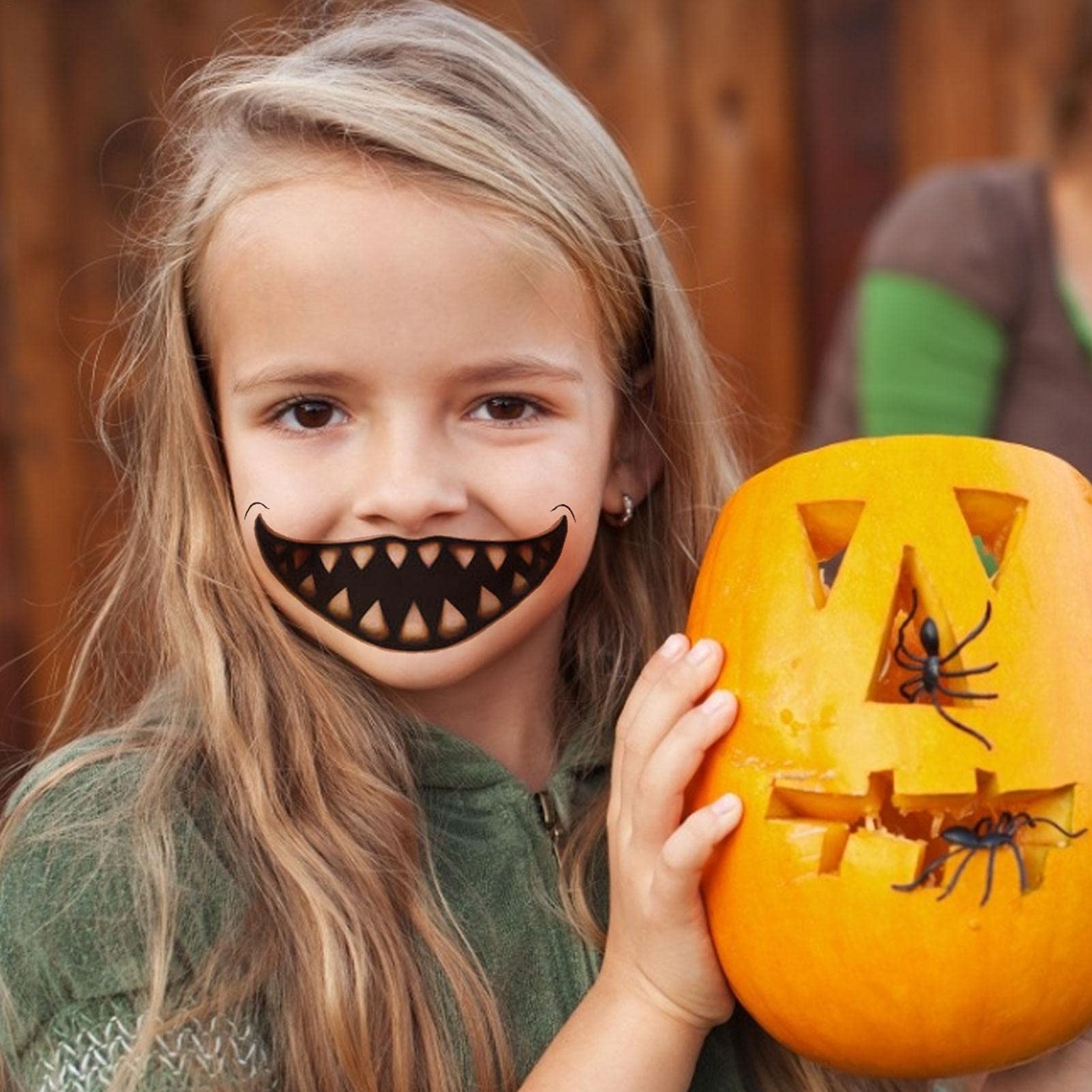 FEBUD 12PCS Halloween Clown Horror Mouth Tattoo Stickers Temporary Tattoos Face Decals Prank Props for Halloween Cosplay Party Decorations