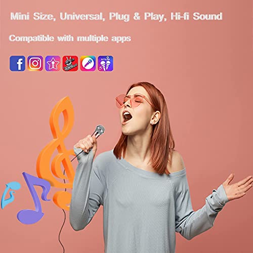 DUDU LYT Mini Microphone, Singing Mic Equipment, Beautiful Vocal Quality, Type Space Saving, Metal Frothing Process,3 .5mm Audio Connector, Suitable for Laptop, iPhone, Android Phone(Rose Golden)