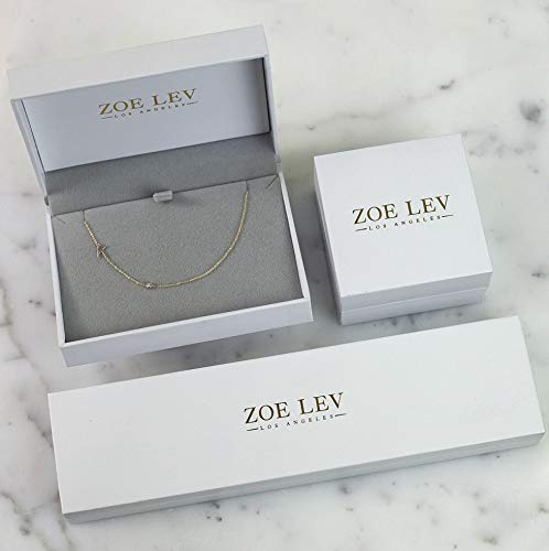 Diamond Initial Necklace, 14K Gold Pave Diamond Letter Necklace, Personalized Diamond Letter Necklace, Stackable, Handmade, Yellow Gold, Rose Gold, White Gold, Zoe Lev Jewelry