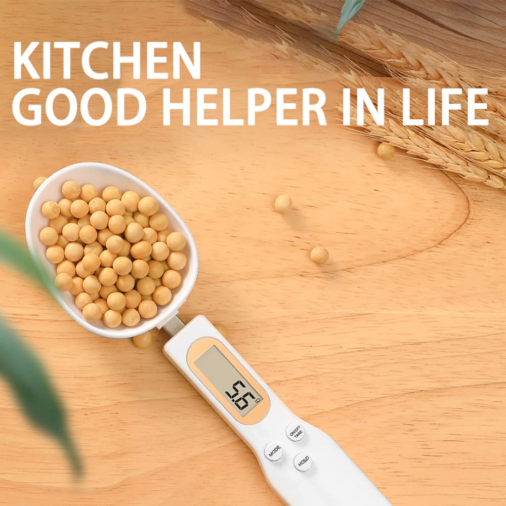 Digital Spoon Scale,Electronic Food Scale Digital Weight Grams and OZ,Kitchen Measuring Spoon Scale Coffee Scale for Coffee Power,Pills,Oil,Baking 500g/0.1g Measuring Spoons(White)