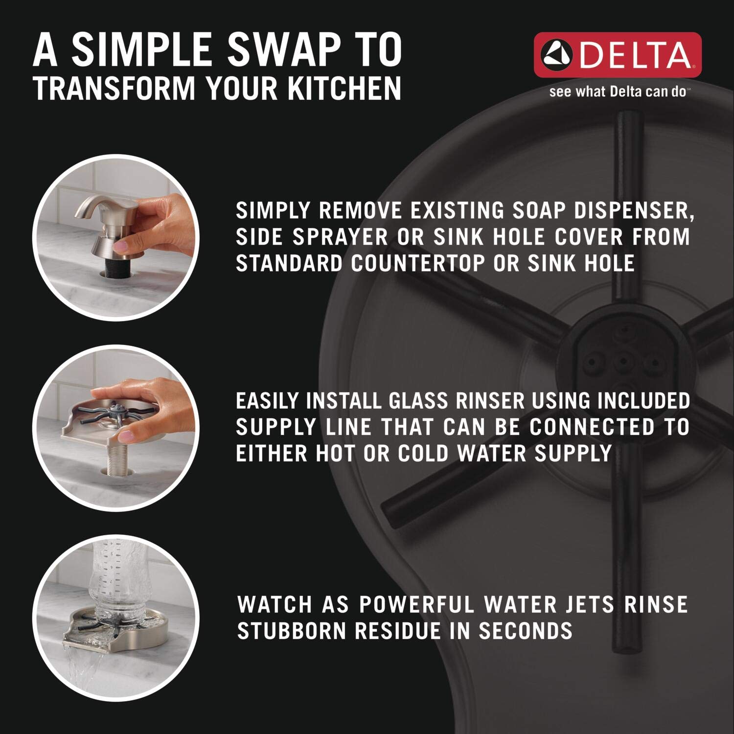 Delta Faucet Metal Glass Rinser for Kitchen Sinks, Kitchen Sink Accessories, Bar Glass Rinser, Champagne Bronze GR250-CZ
