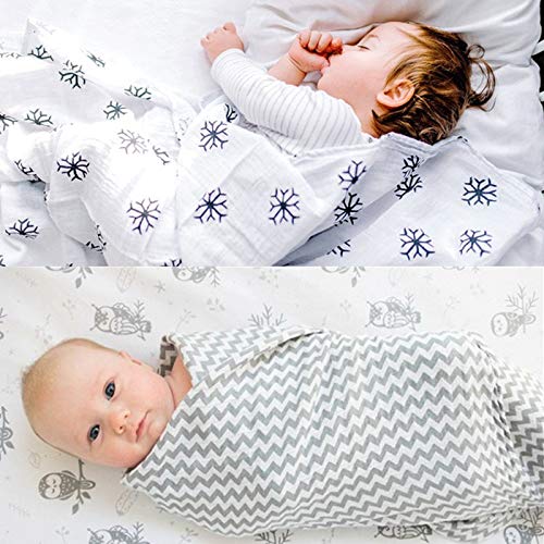 G-Tree Organic Muslin Swaddle Blanket- 47 x 47 inch Ultra Soft Muslin Swaddle Blankets, Muslin Receiving Blanket - Perfect (Snowflake)