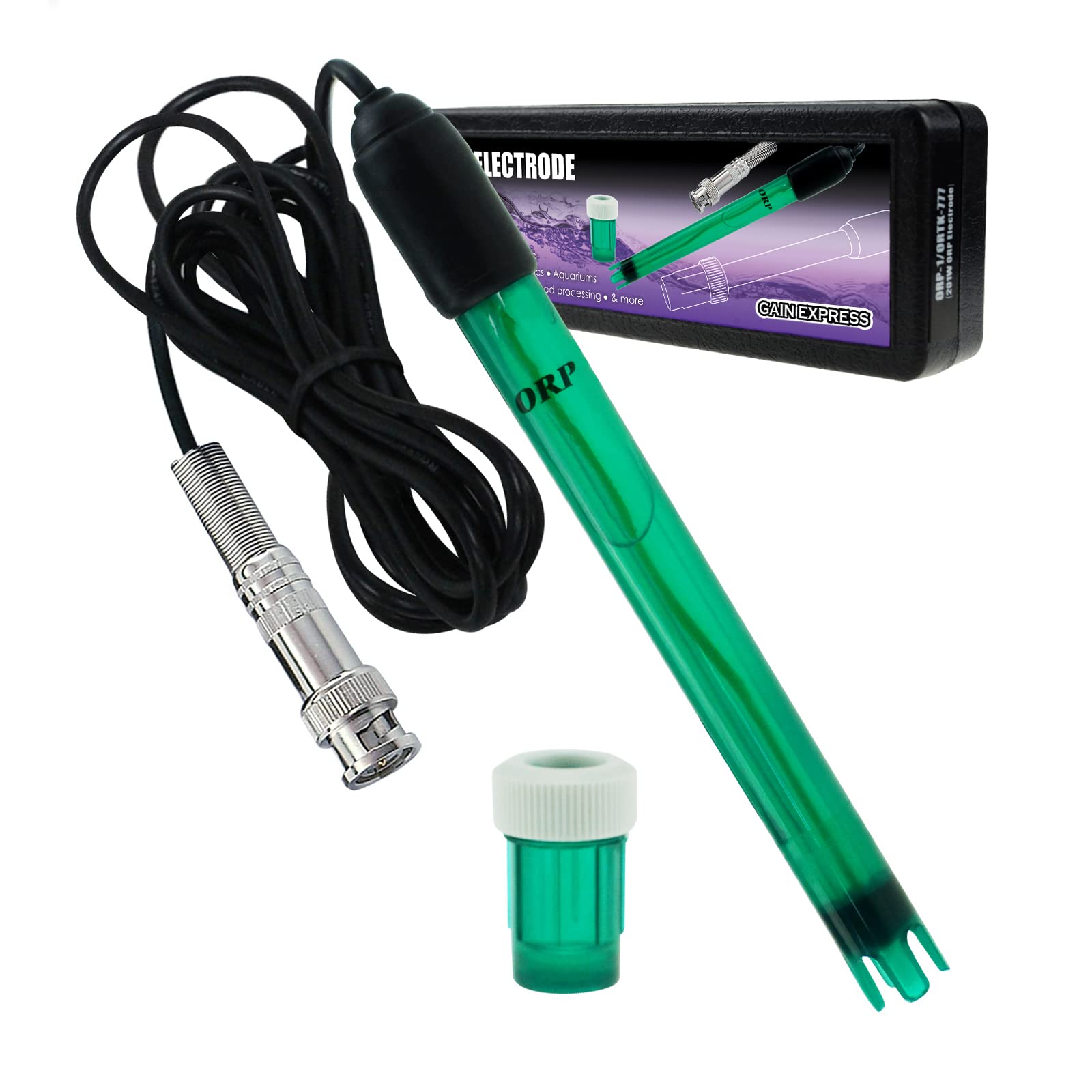 ORP Redox Electrode, BNC Type Connector Replacement Probe for Tester Meter Monitor Controller Oxidation Reduction Potential Check, 14cm Long 1.2cm Diameter 300cm Extra Long Cable