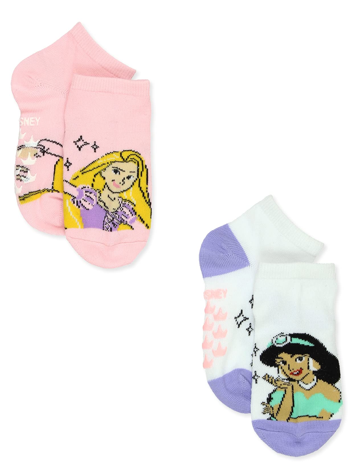 Disney Princess Toddler Girls 6 Pack Socks with Grippers (X-Small (2-4T), Aqua Blue)