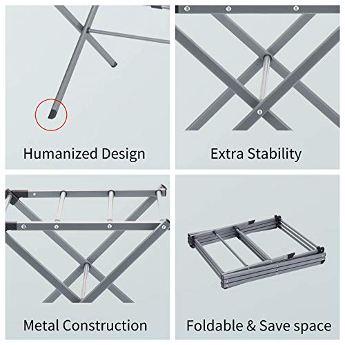 Vivianrack 3-Tier Clothes Drying Rack for Laundry, Folding Clothes Drying Rack Indoor Metal Steel Clothing Drying Dryer, Accordion Design Laundry Rack,Towel Rack(Silver Gray)