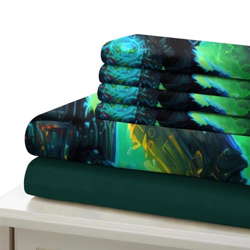 Cosmic Space Wolves 3D Printed Duvet Cover Quilt Cover Bedding Set Comforter Covers for Childrens and Adults with Pillowcases 3 Pieces Microfiber with Zipper Closure Twin(173x218cm)