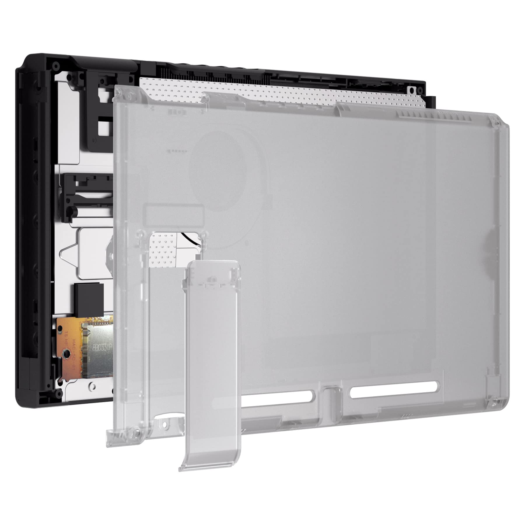 eXtremeRate Back Plate for Nintendo Switch Console, NS Joycon Housing Shell (D-Pad Version) with Colorful Buttons, DIY Replacement Shell for Nintendo Switch - Clear Black