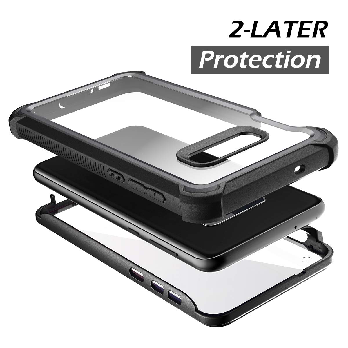Dexnor Galaxy S10E Case with Built-in Screen Protector Clear Rugged Full Body Protective Shockproof Hard Back Defender Dual Layer Heavy Duty Bumper Cover Case for Samsung Galaxy S10E - Purple