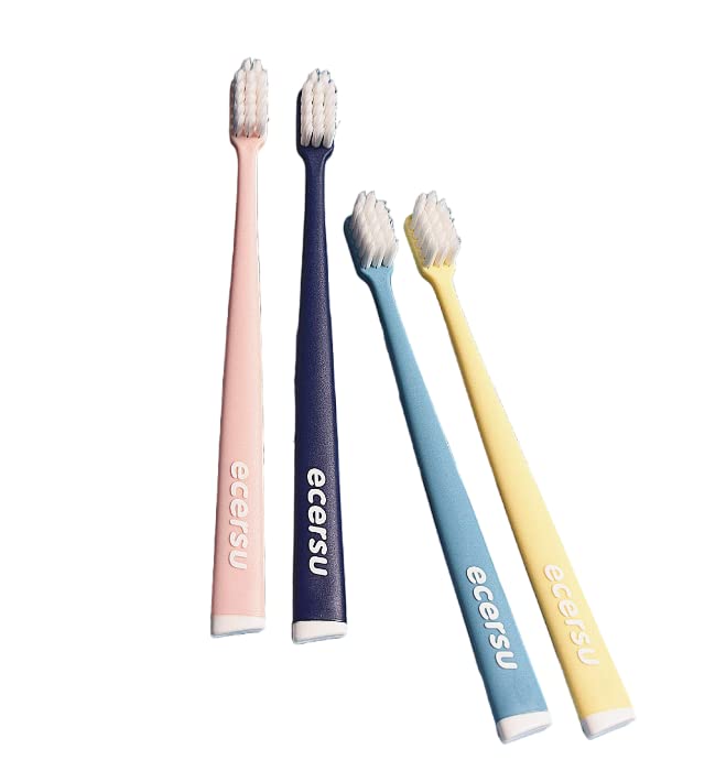 INKIRU Silicone Handle Adult Toothbrush with 4 Pieces -at Least Buying 100 Package (19 * 1.2cm, 4 Pieces of Morandi)