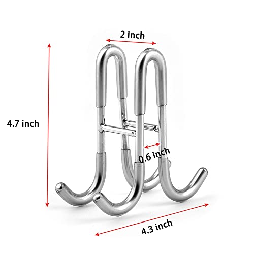 Maxfacilis Shower Door Hooks 2 Packs 304 Stainless Steel, Two Side Bathroom Frameless Door Hooks, for Robe, Towel, Squeegee, Loofah, Bathing Suits, Shaver-Silver(Two Side)
