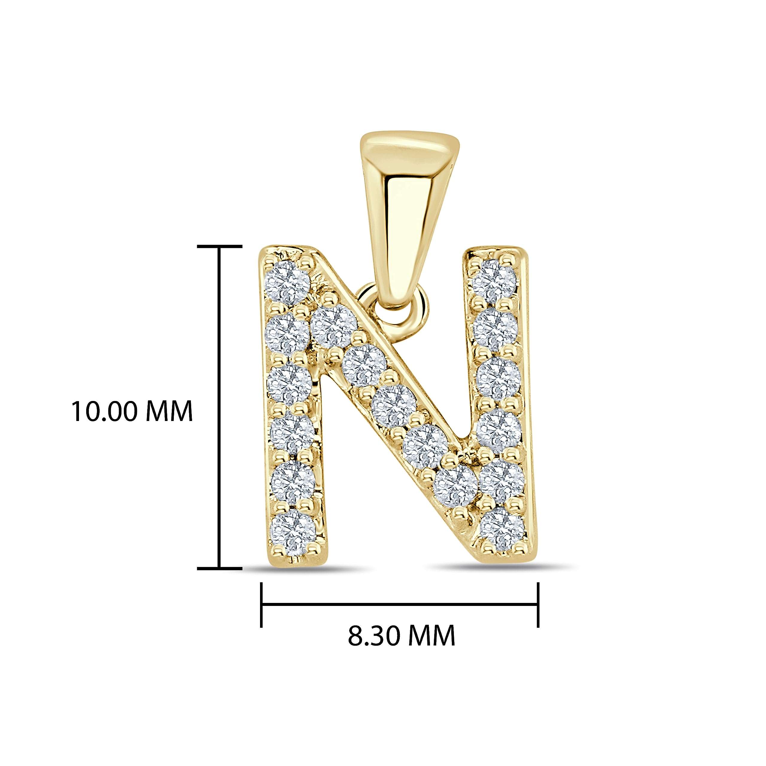 Diamond Wish 14k Yellow Gold Letter N Diamond Initial Pendant Necklace (1/10cttw) with 18-inch chain
