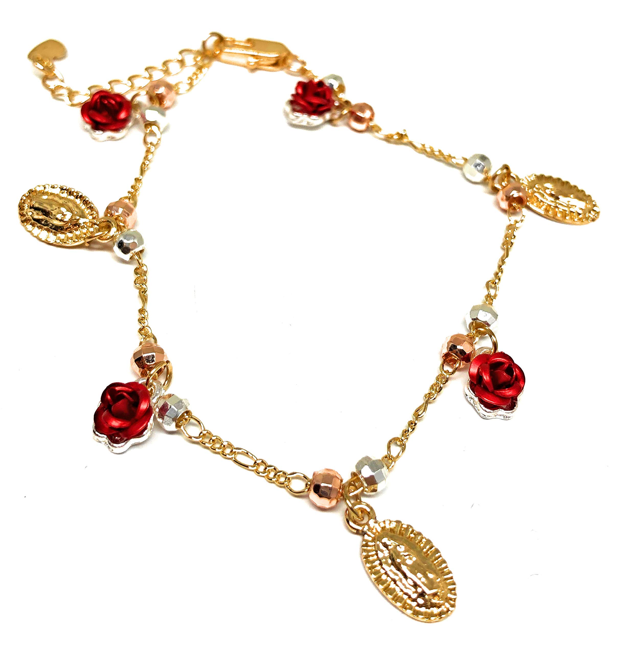 Fran & Co. Virgin Mary Rose Bracelet Virgen De Guadalupe Pulsera Rosa Oro Laminado 8โ
