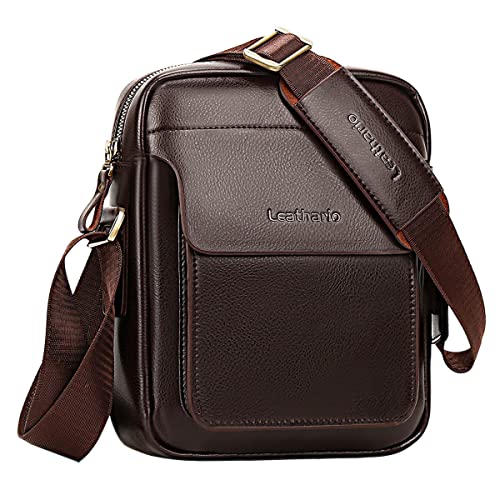 Leathario Men's Crossbody Bag Leather Shoulder bag For Men Messenger Sling Bag For Work Business Satchel Travel