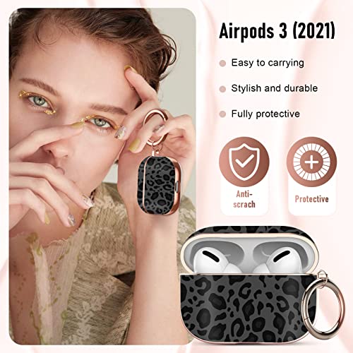 Maxjoy,Protective Shockproof Cover with Keychain Compatible,Cute Apple airpods Pro case,for Girls and Women and Men (Leopard Print on Black)
