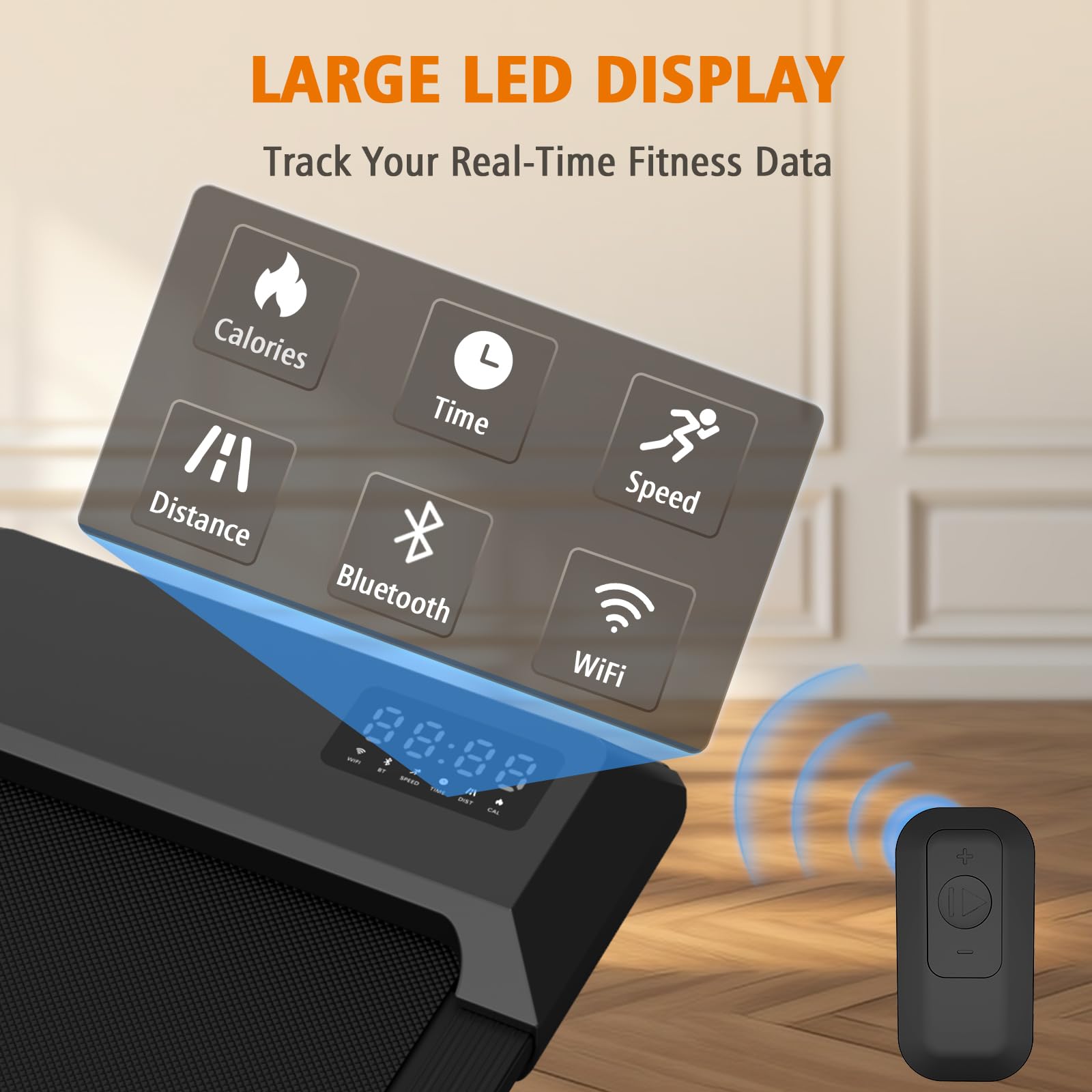 DeerRun Walking Pad, 2024 Upgrade Smart Under Desk Treadmill for Home Office, Quiet Portable Treadmill, APP/Remote Control, LED Display, Installation-Free (Grey)