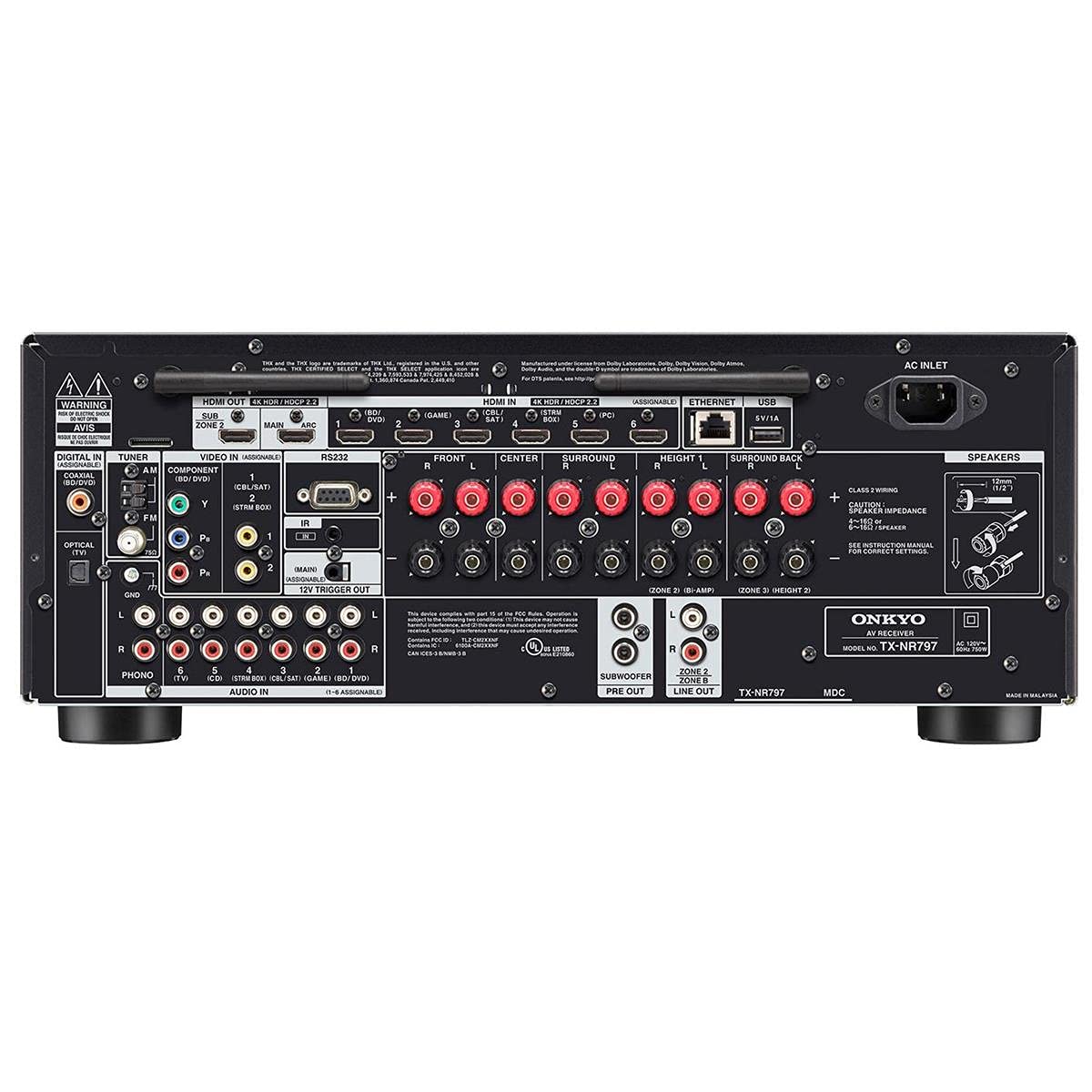 Onkyo TX-NR797 Smart AV 9.2 Channel Receiver with 4K Ultra HD | Dolby Atmos | AirPlay 2 | IMAX Enhanced (2019 Model),Black