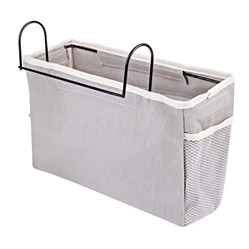 Scakbyer Bedside Caddy, 2PCS Bedside Storage Hanging Bag Bunk Bed Storage Caddy for Dormitory Room, Hospital Bed Rails, Baby Bed, Camp (Grey)
