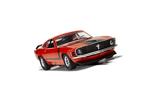 Scalextric American Street Duel 1970's Camaro vs. Mustang 1:32 Slot Car Race Track Set C1429T, Blue & Red