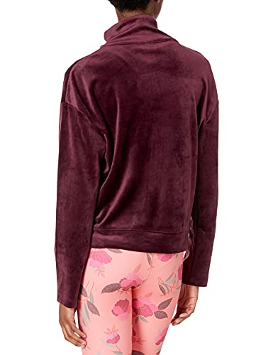 Core 10 Women's Velvet Full Zip Yoga Jacket, Burgundy/Black, 2X
