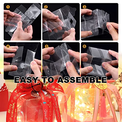 Tanstic 30Pcs Plastic Clear Favor Boxes for Gifts, 3 Sizes Clear Gift Boxes Transparent Cube Boxes Candy Gift Box Plastic Gift Boxes for Dessert Candy (2.3x2.3x2.3 inch, 3.1x3.1x3.1 inch, 4x4x4 inch)