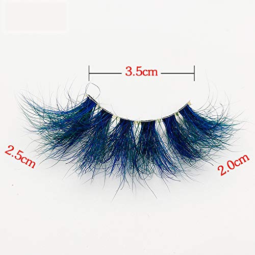 DAODER Lashes 25mm False Eyelashes Real Mink Colored Blue Mixed Lightweight Thick Volume Christmas Dramatic Soft Fluffy Wispy Eyelashes Clear Band (Dancing Queen)