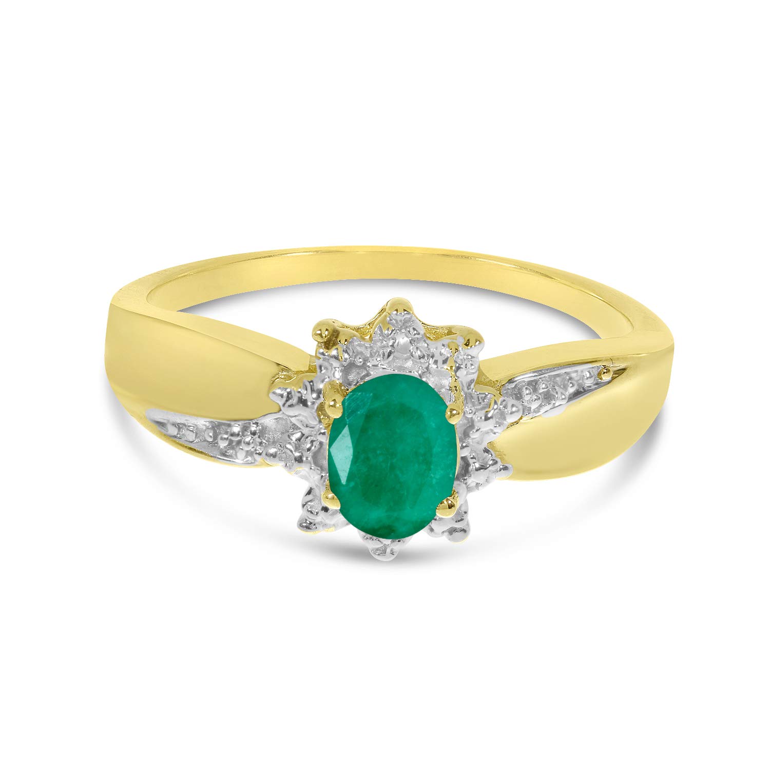 Direct-Jewelry 10k Yellow Gold Oval Emerald And Diamond Ring (Size 9.5)