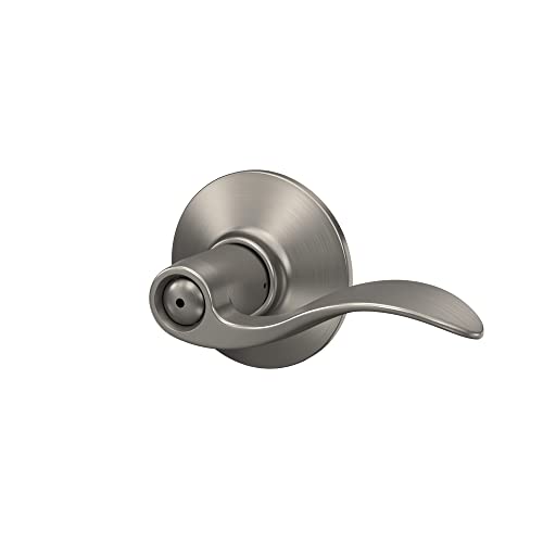 Schlage F40 V ACC 619 Accent Door Lever, Bed & Bath Privacy Lock, Satin Nickel, 5.5"L x 2.25"W