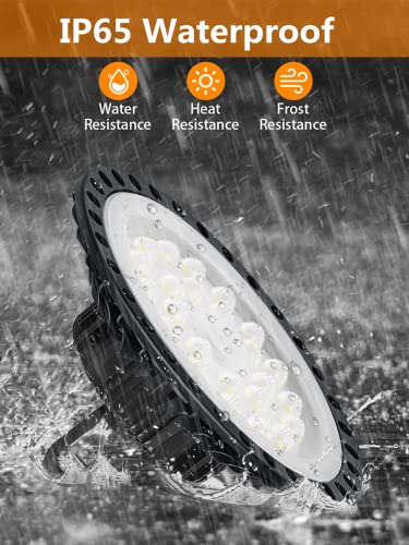 LED High Bay Light, 100W 12000LM UFO LED High Bay Lights with US Plug 5' Cable, 6500K Super Bright LED Shop Lights, IP65 Warehouse Light, Area Light Fixture Shop Light for Garage Warehouse Workshop