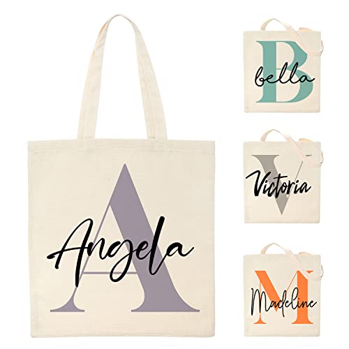 Easycosy Personalized Tote Bag Canvas Tote Bag with Picture Text Customized Reusable Grocery Bag Floral Gifts Bag for Women