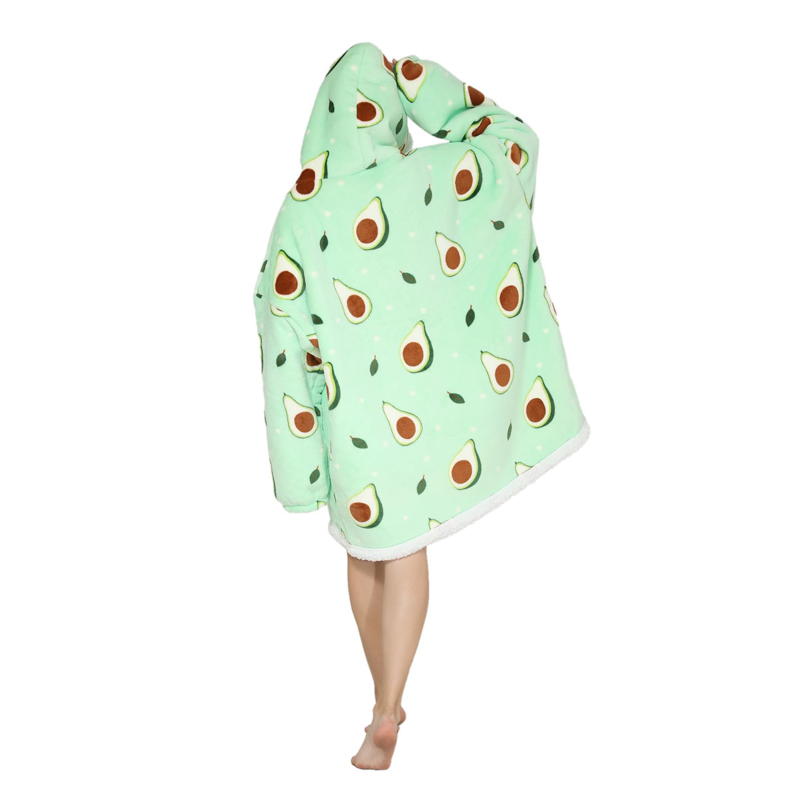 Deserthome Wearable Blanket Hoodie Oversized Hooded Blanket for Adult Women Super Soft Comfortable Warm Flannel Green Avocado
