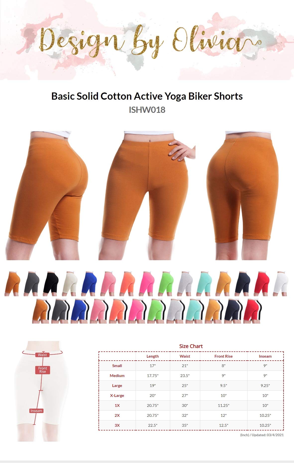 Design by Olivia Women's Basic Solid Active Yoga Biker Shorts 3PACK - Black/H.Charcoal/H.Grey M